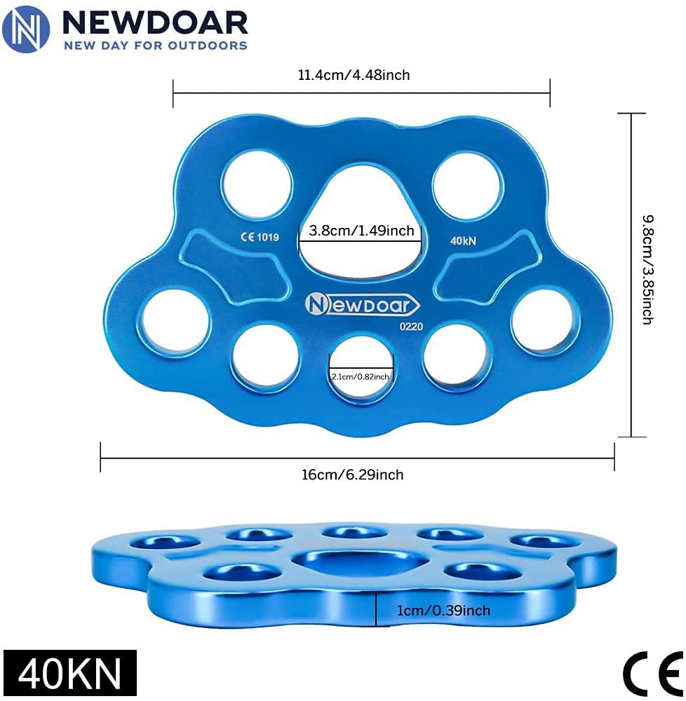 NewDoar Descender Plate 30/40KN Paw Rigging Plate 4/5 Holes Rock Climb ...